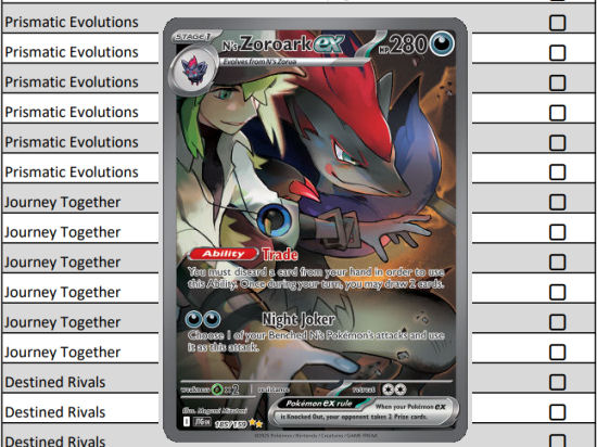 Scarlet & Violet Special Illustration Rare List - Coded Yellow